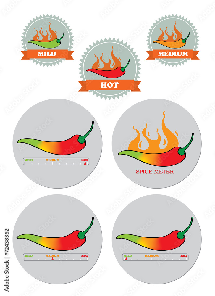 Chili Spice meter sticker seal set Stock Vector | Adobe Stock