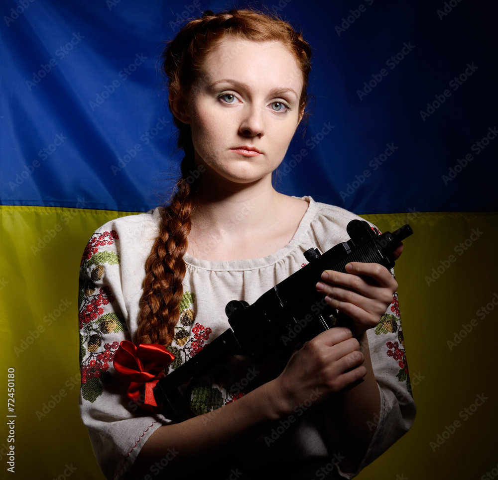 Woman Holding Uzi
