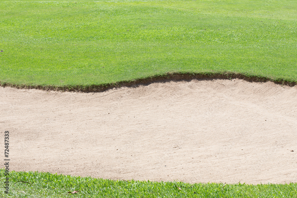 sand bunker and green grass of golf course Stock Photo | Adobe Stock