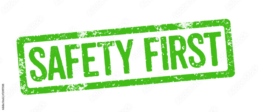 ภาพประกอบสต็อก Grüner Stempel - Safety first ภาพ | Adobe Stock
