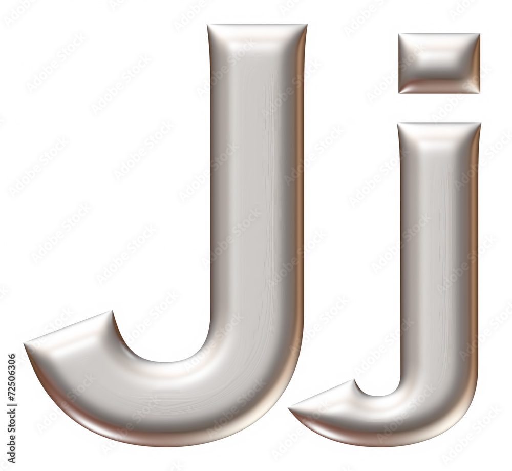 Letter J from silver alphabet on isolated white. Stock Illustration ...