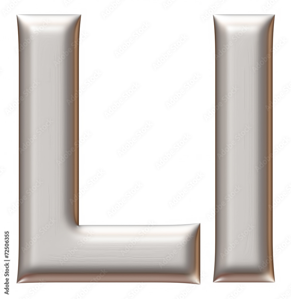 Letter L from silver alphabet on isolated white. Stock Illustration ...