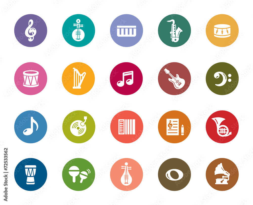 Music Color Icons Stock-Vektorgrafik | Adobe Stock