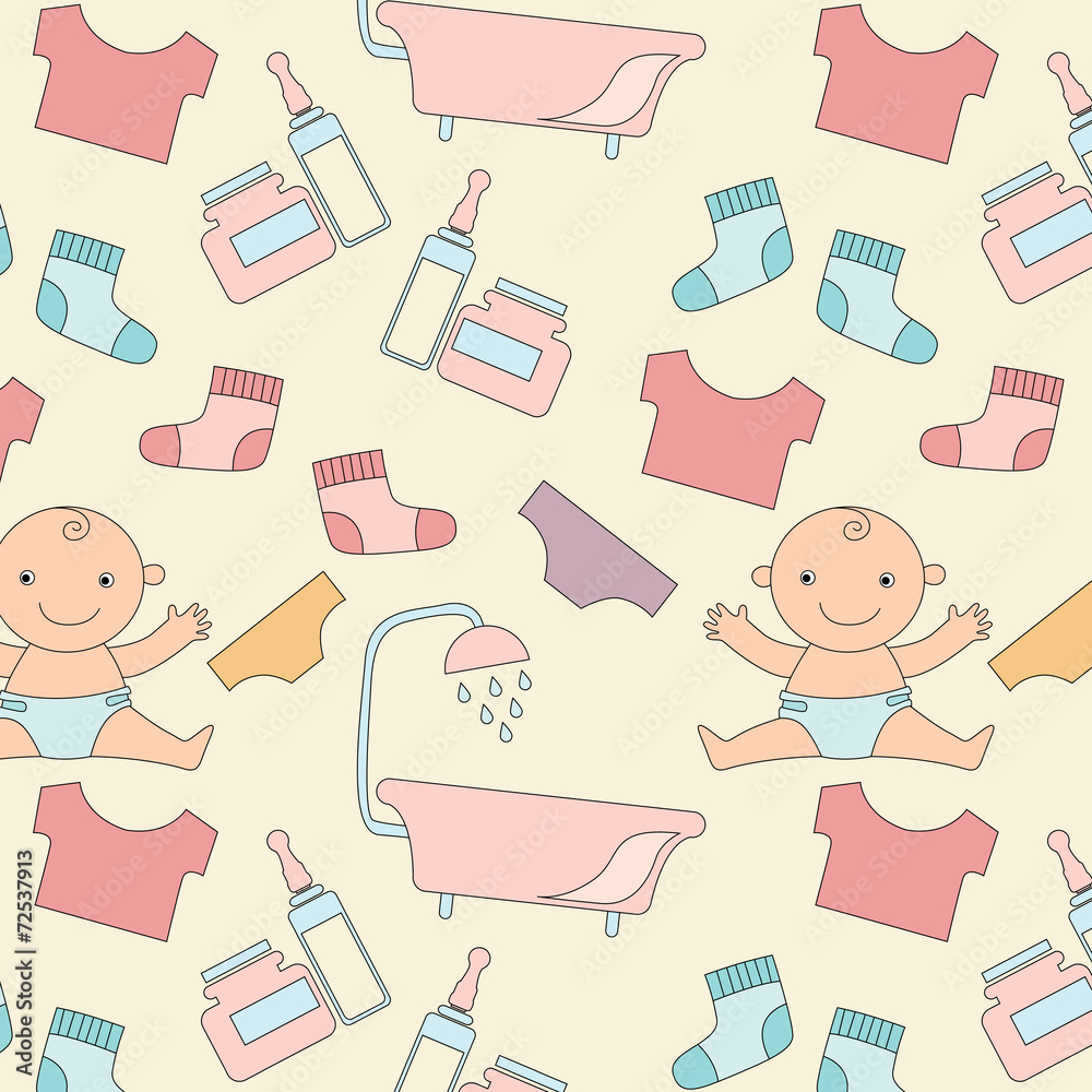 pattern with baby Stock Vector | Adobe Stock