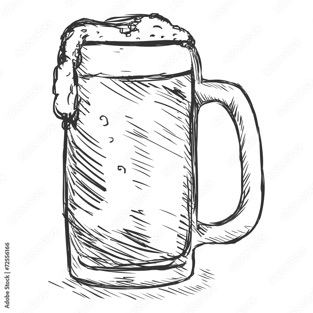 Vector Sketch Tankard of Beer Stock Vector | Adobe Stock