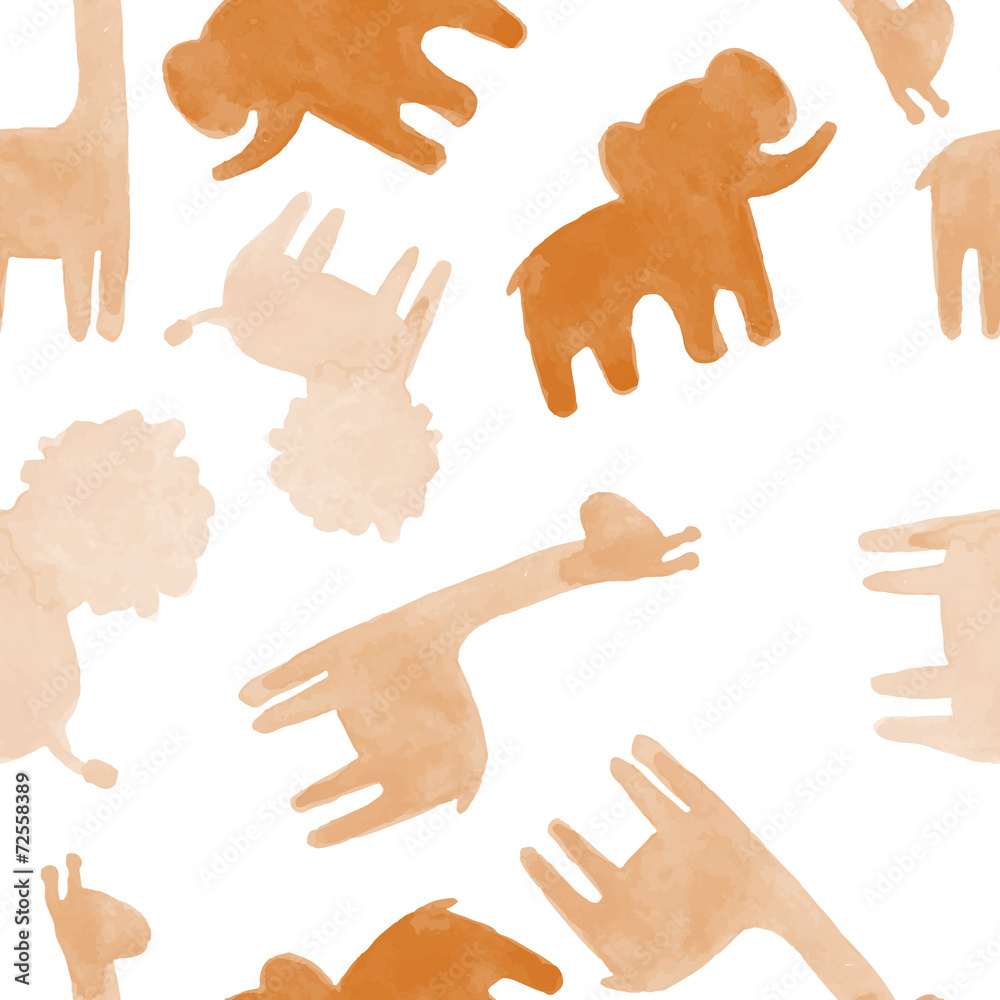 funny watercolor seamless prints with wild animals Stock Vector | Adobe ...