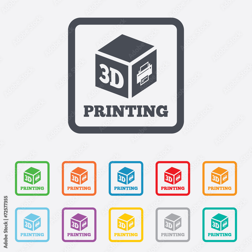 3D Print sign icon. 3d cube Printing symbol. Stock Vector | Adobe Stock