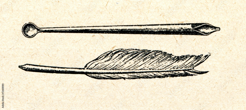 Roman bronze pen and quill pen Stock Photo | Adobe Stock