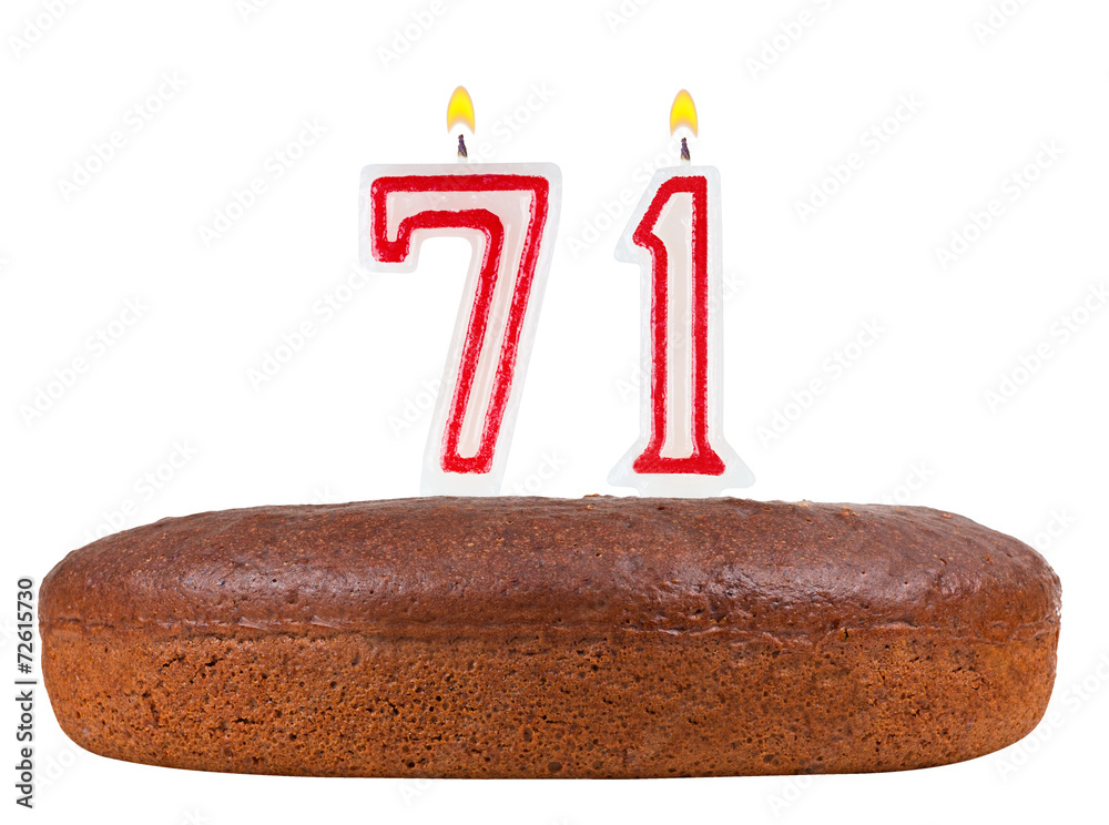 birthday cake candles number 71 isolated Stock Photo | Adobe Stock