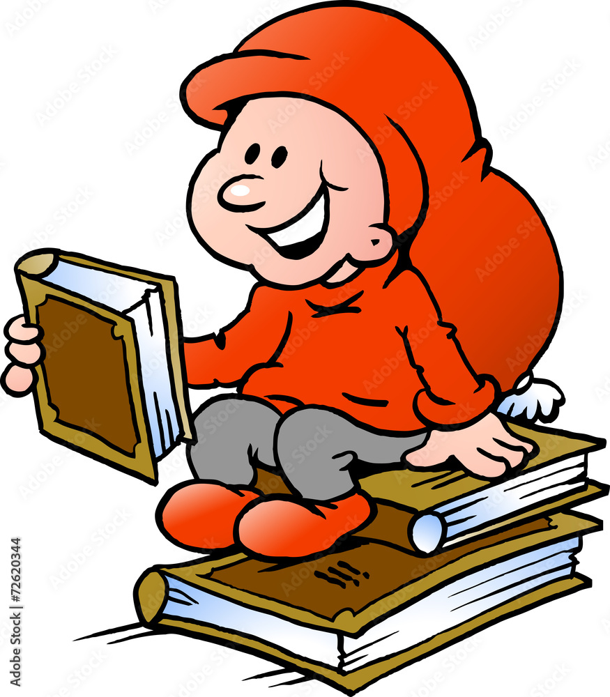 Happy Christmas Elf reading books Stock Vector | Adobe Stock