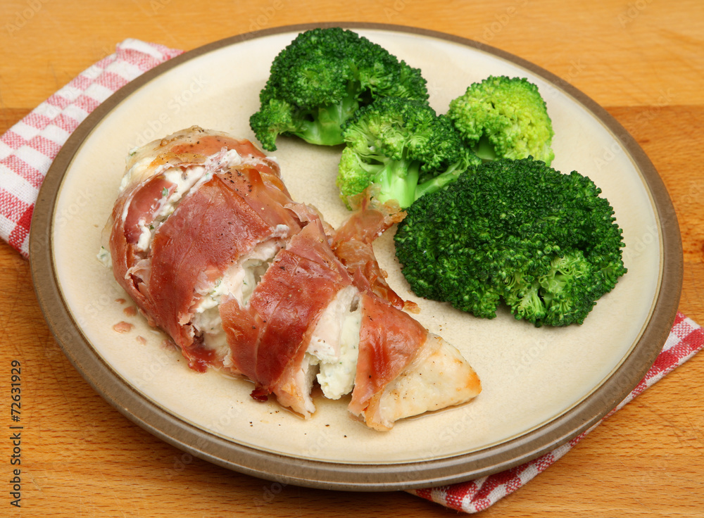 Stuffed Chicken Breast Wrapped in Pancetta Stock-Foto | Adobe Stock