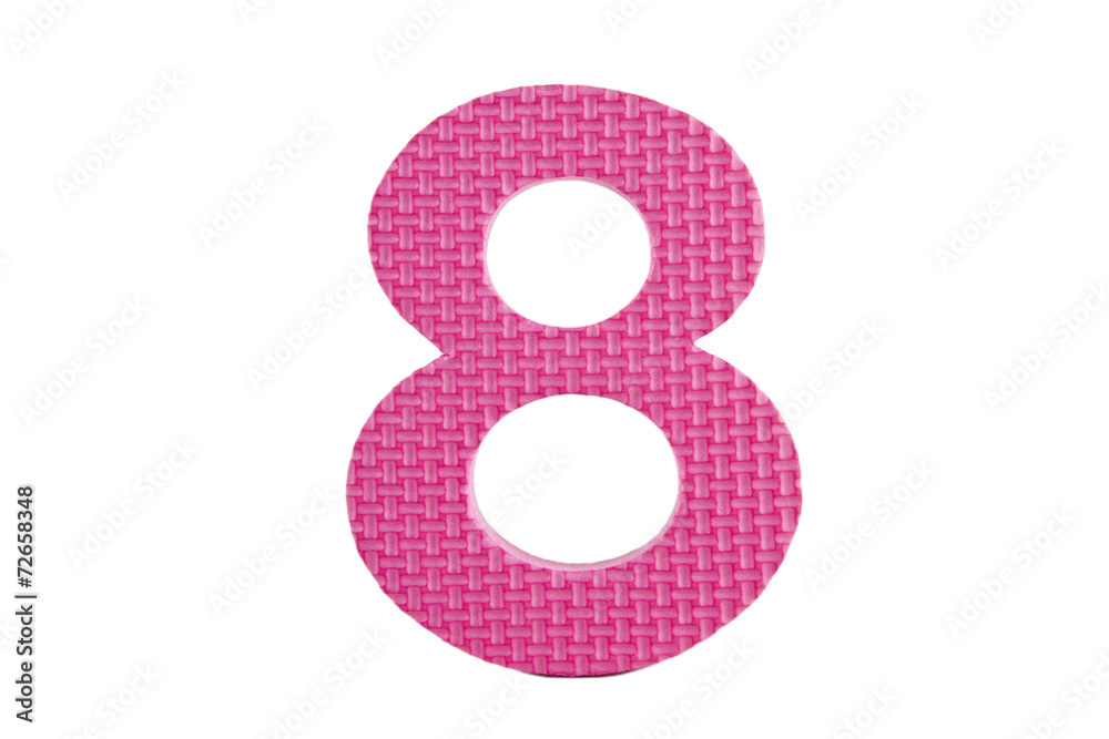 Número Ocho (8) sobre fondo blanco aislado. Vista de frente Stock Photo ...