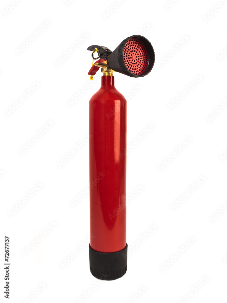 Extintor sobre fondo blanco aislado. Vista de frente. Copy space Stock ...