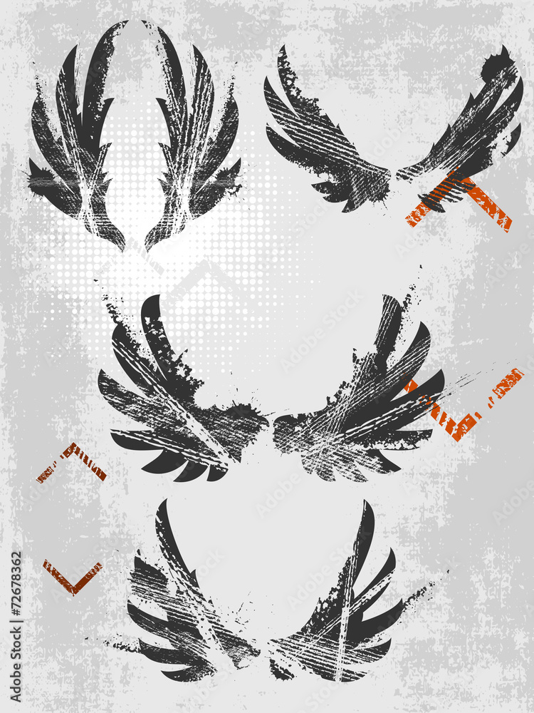 Grunge wings Stock Vector | Adobe Stock