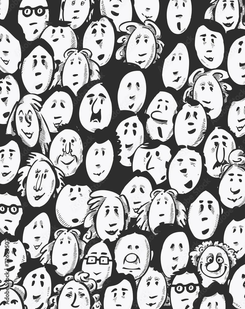 People crowd -cartoon characters - dark background Stock Vector | Adobe ...