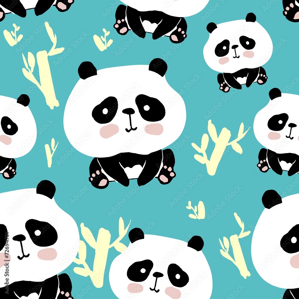Pattern cute panda. Stock Vector | Adobe Stock