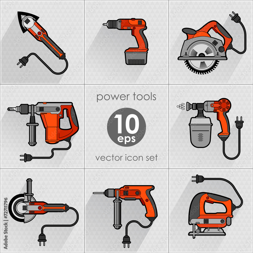 Power tools. Icons set Stock Vector | Adobe Stock