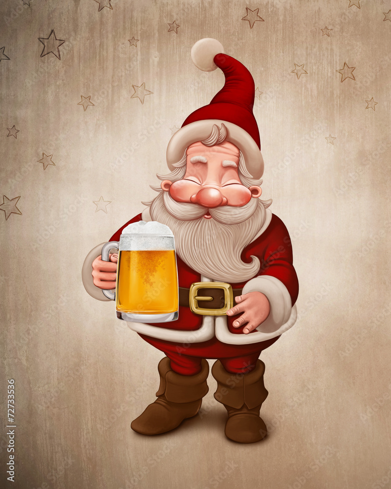 Santa Claus Beer Stock Illustration | Adobe Stock