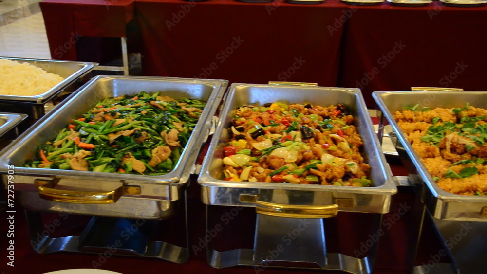 Multiple buffet items available for dinner. HD Stock Video | Adobe Stock