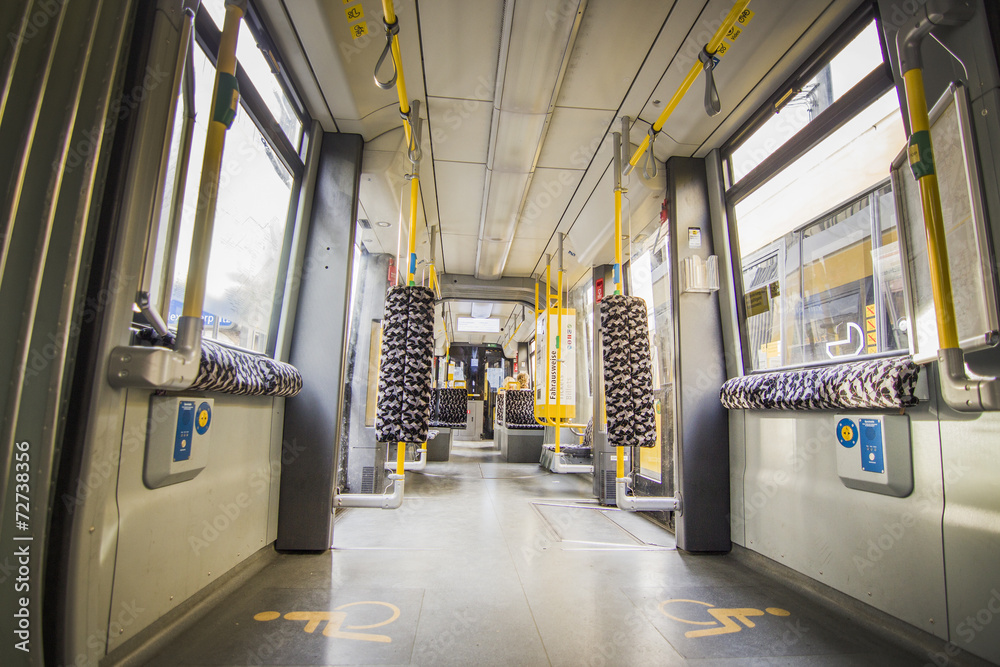 Inside of an electric train in Berlin Stock Photo | Adobe Stock