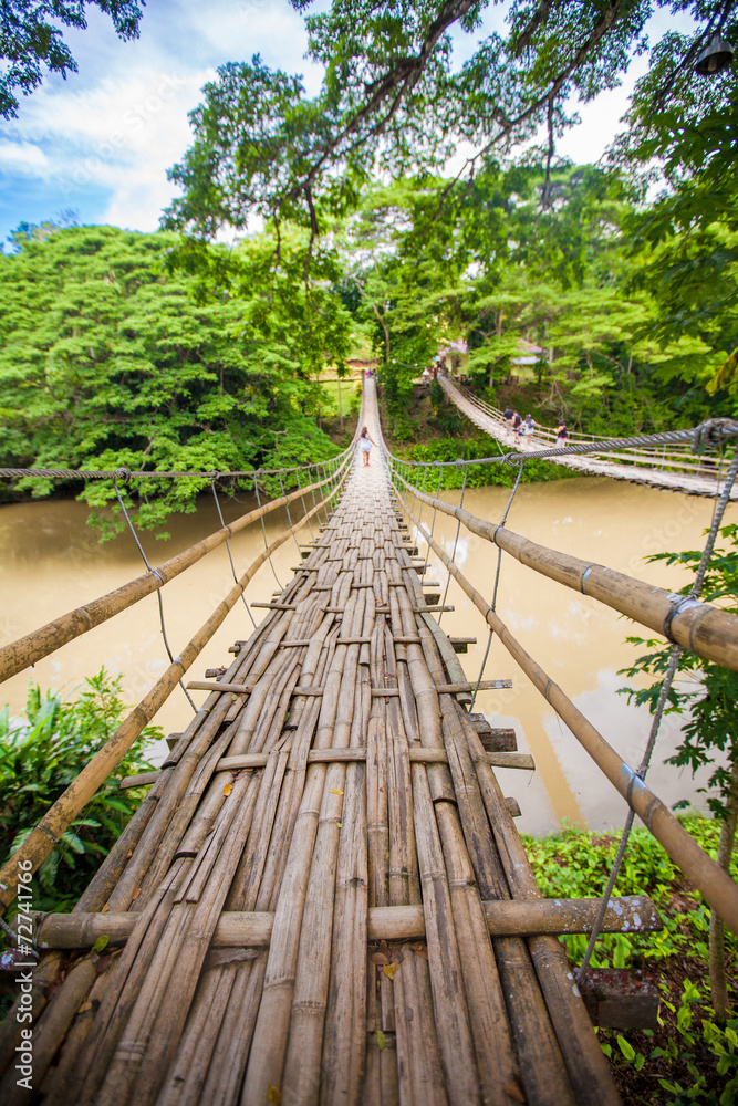 Hinged bridge over the River Loboc in Bohol, Philippines Stock Photo ...