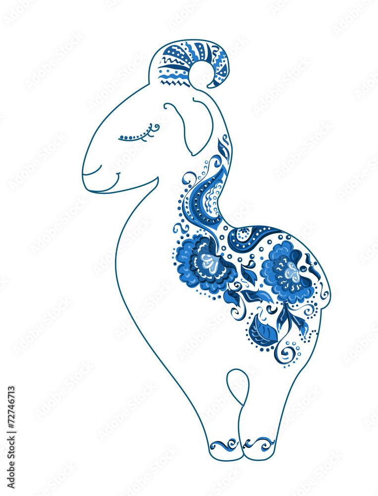 Cute blue goat, illustration, vector Stock Vector | Adobe Stock