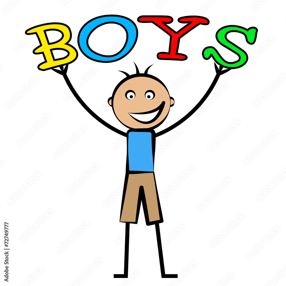 Boys Word Shows Son Youngsters And Kid Stock Illustration | Adobe Stock