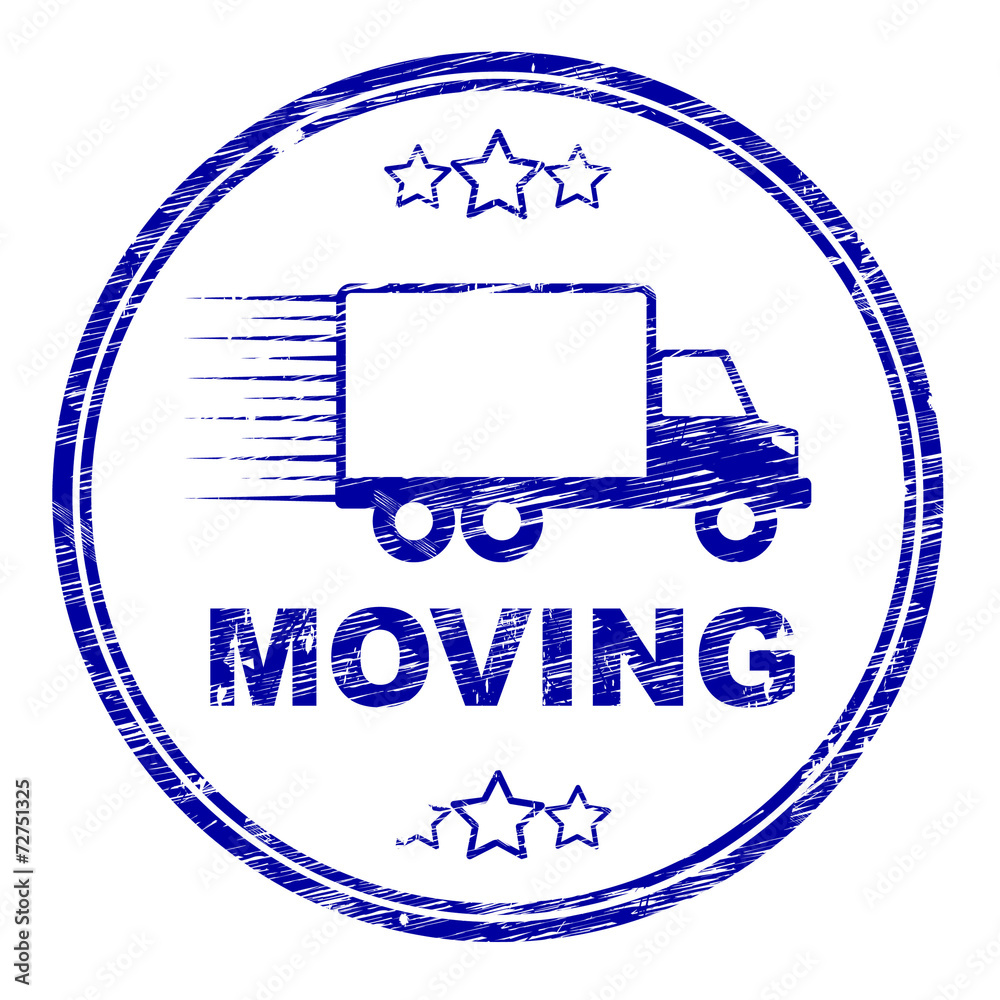 Moving House Stamp Represents Change Of Residence And Lorry Stock ...