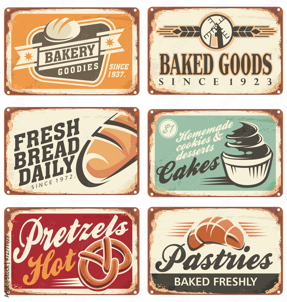 Collection of vintage vector bakery signs Stock Vector | Adobe Stock