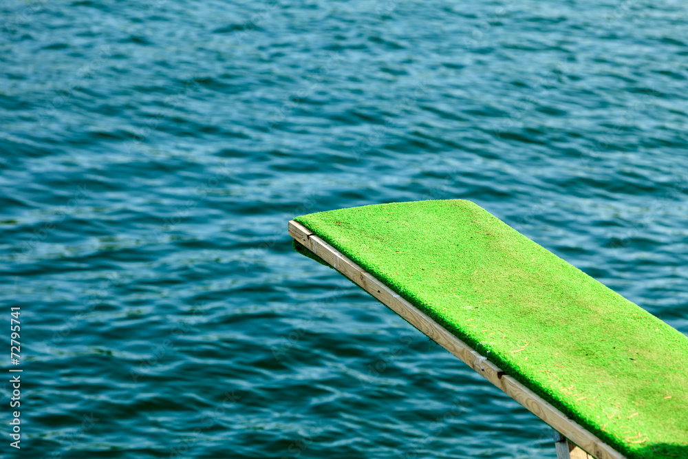 View of diving board. Springboard to dive at water. Stock Photo | Adobe ...