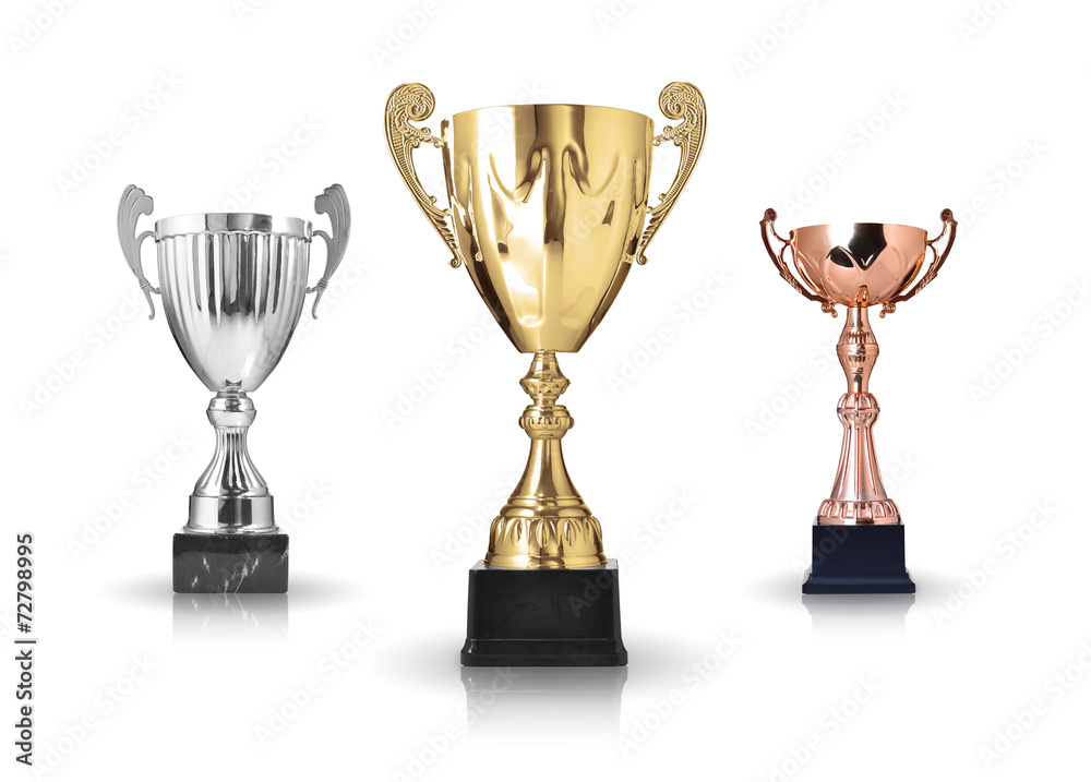 three different kind of trophies. Isolated on white background Stock ...