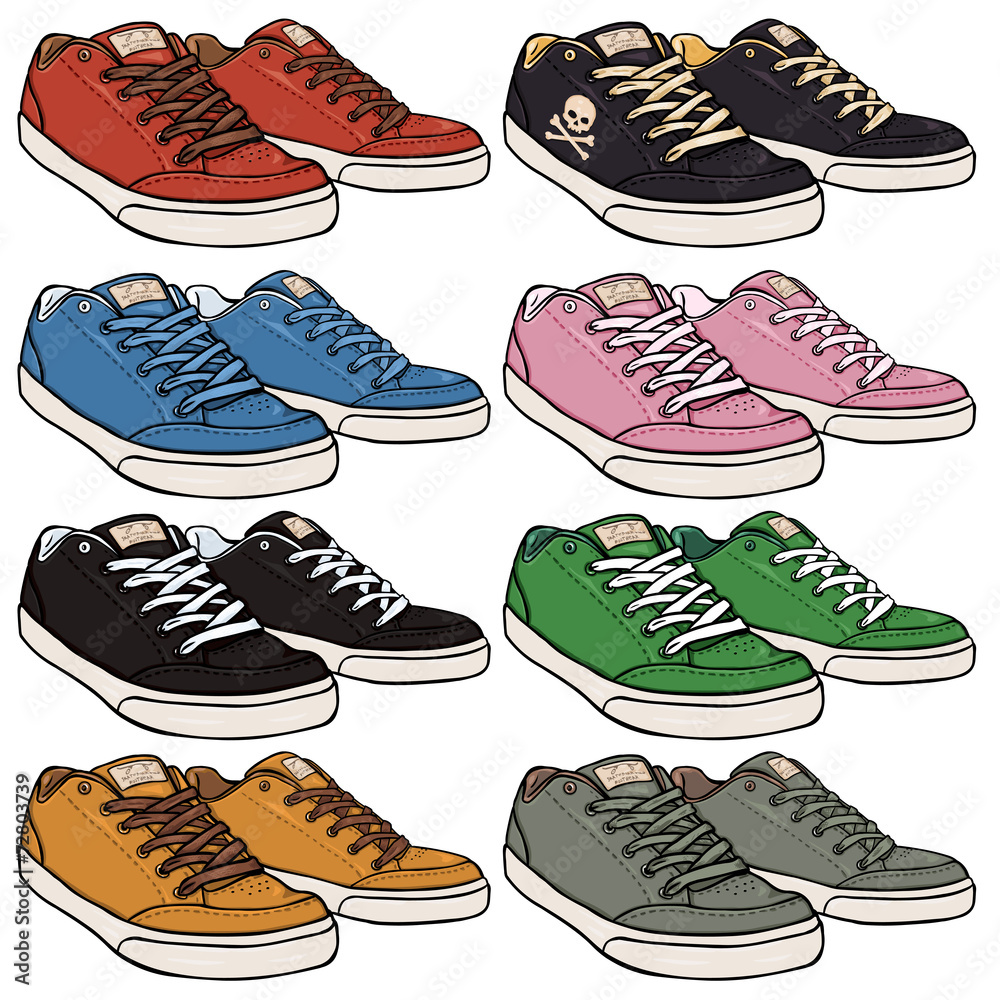 Vector Set of Cartoon Skaters Shoes Stock Vector | Adobe Stock