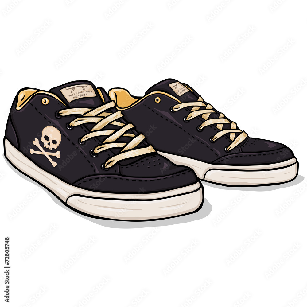 Vector Cartoon Black Skaters Shoes Stock Vector | Adobe Stock