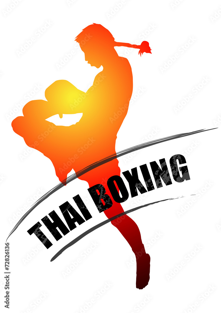 Thai boxing in boxing postures muay thai on white background Stock ...