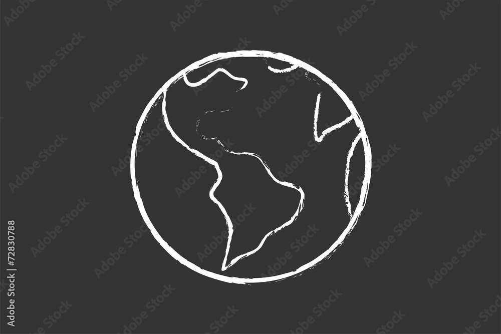 Planet Earth Drawing On School Blackboard Stock Vector | Adobe Stock