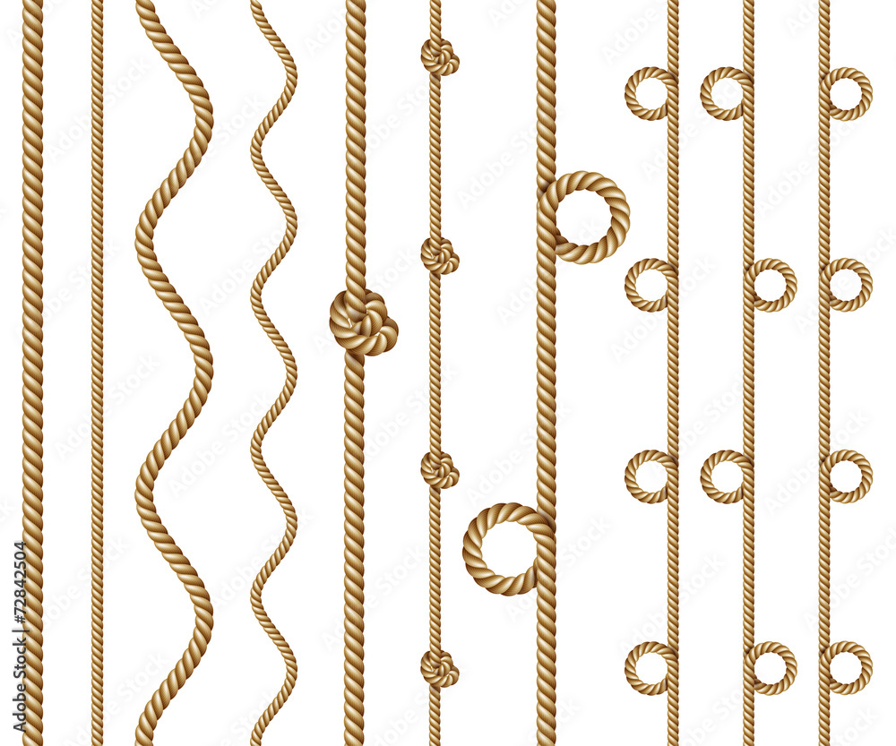 Set of rope borders, isolated on white Stock Vector | Adobe Stock
