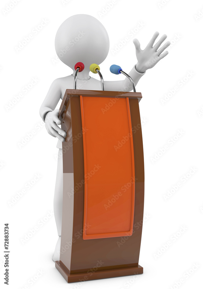 3d people - man, person speaking from a tribune. Speech Stock ...