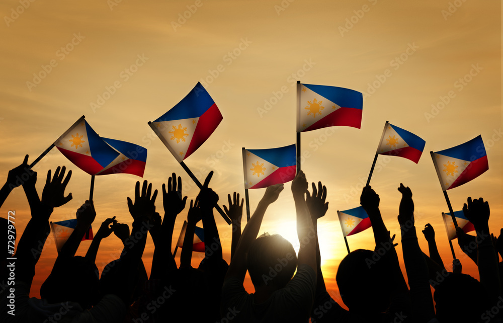 Group of People Waving Filipino Flags Stock Photo | Adobe Stock
