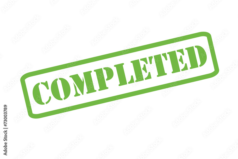 'COMPLETED' green rubber stamp vector over a white background. Stock ...