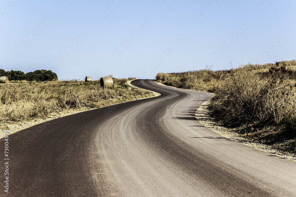 Foto Stock strada tortuosa della sardegna | Adobe Stock