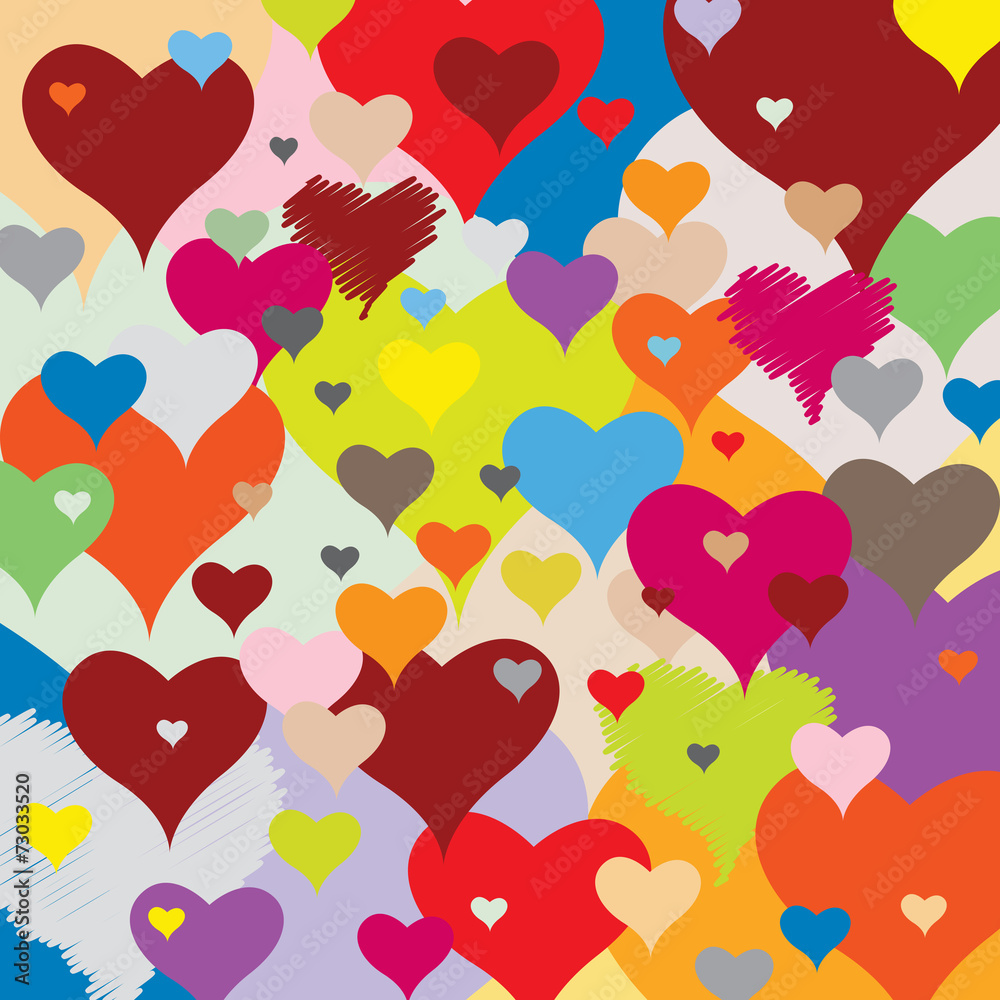 Motif Multicolore- Coeurs - Accumulation Amour Stock Vector | Adobe Stock