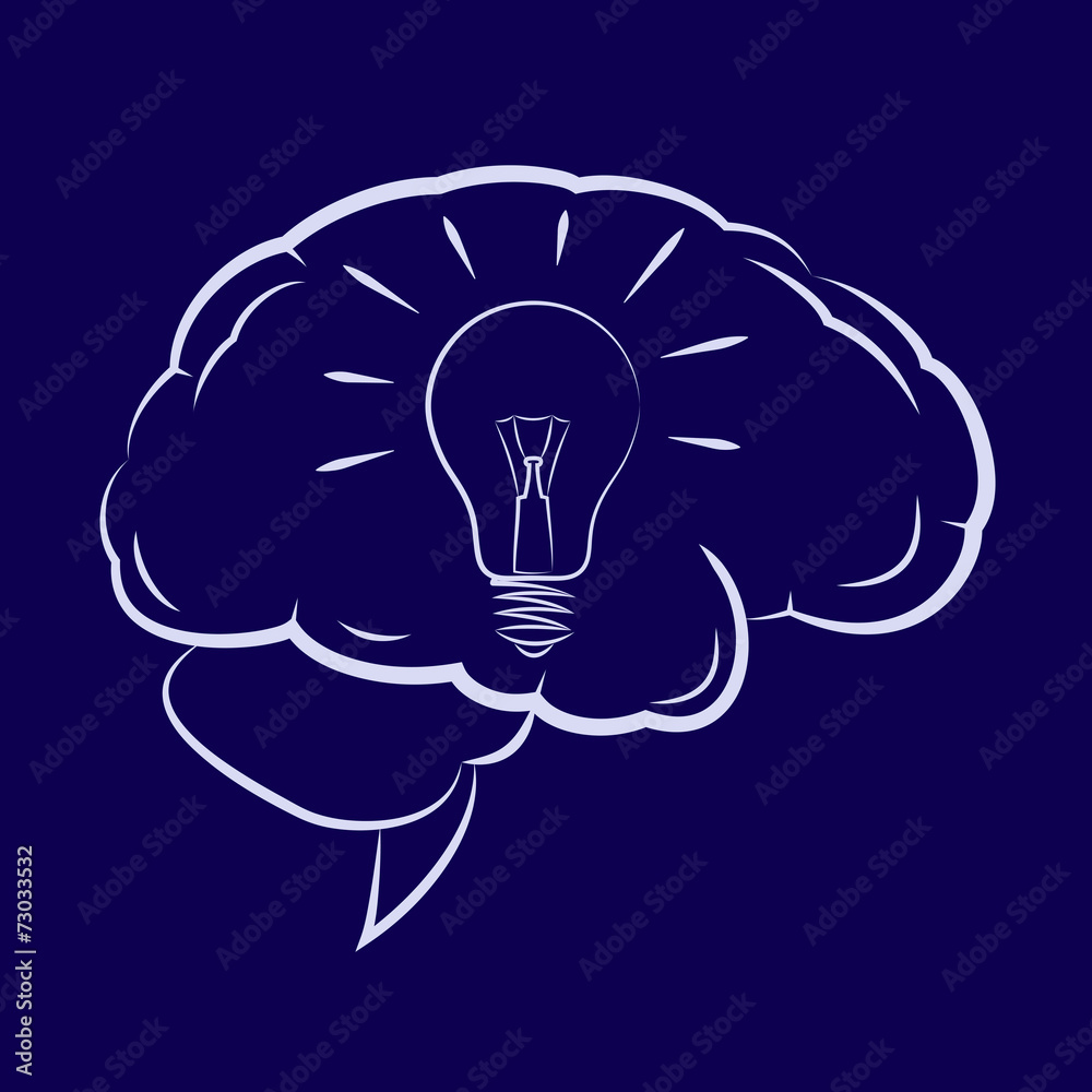 Symbol of the light bulb inside human brain Stock Vector | Adobe Stock