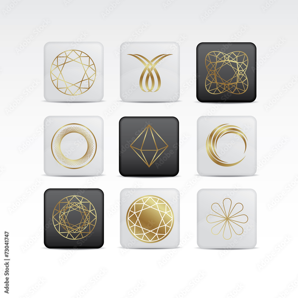 Diamond gold icon set Векторный объект Stock | Adobe Stock
