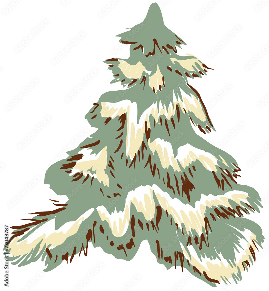 Pine covered with snow Stock Vector | Adobe Stock
