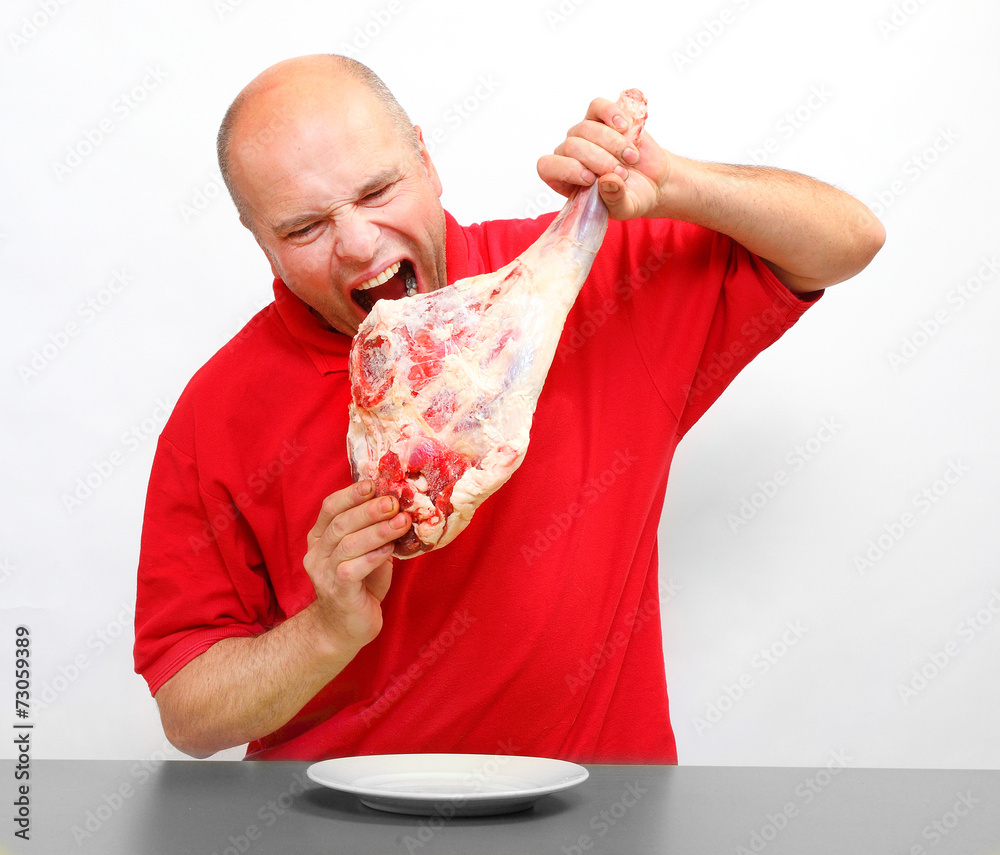 Man Eating Meat