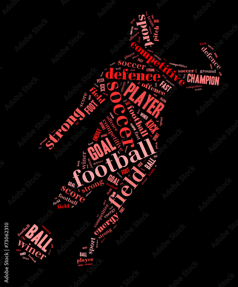 Soccer, football player shape word cloud Stock Illustration | Adobe Stock