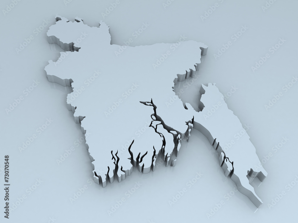 bangladesh 3D map Stock Illustration | Adobe Stock