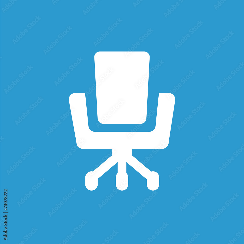 Office chair icon, white on the blue background . Stock Illustration ...