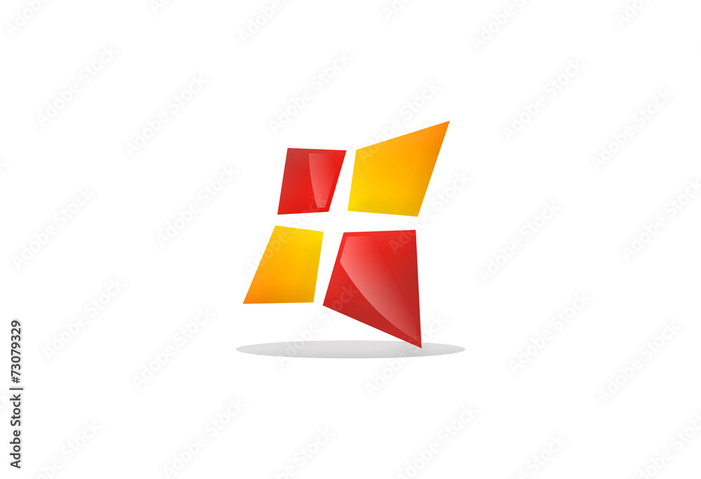 3D square window vector logo Stock Vector | Adobe Stock