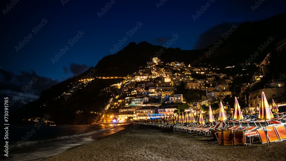 Positano Timelapse beach at night Stock Video | Adobe Stock